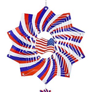 Wind Spinners Home Garden Decor, Patio Yard Backyard Outdoor Art Outside Decorations 3D American Flag Metal Stainless Steel Decoration 12＂Wind Spinner Gifts for Lawn Hanging Pinwheels Crafts Ornaments