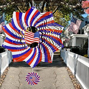 Wind Spinners Home Garden Decor, Patio Yard Backyard Outdoor Art Outside Decorations 3D American Flag Metal Stainless Steel Decoration 12＂Wind Spinner Gifts for Lawn Hanging Pinwheels Crafts Ornaments