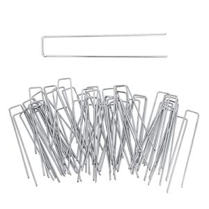 garden landscape staples, heavy duty galvanized stakes 6 inch, 50 pack