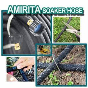 AMRITA Soaker Hose KIT,3/8inch 100ft Rubber Garden Hose 70% Water Saving,Black Heavy Duty Soaker Hose For Garden Lawn,Garden Raised Beds.(3/8-100FT)