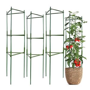 ipsxp vegetable trellis, garden plant support stakes for climbing plants, vegetables, flowers, fruits, vine, 3 garden trellis with 40 adjustable cable tie