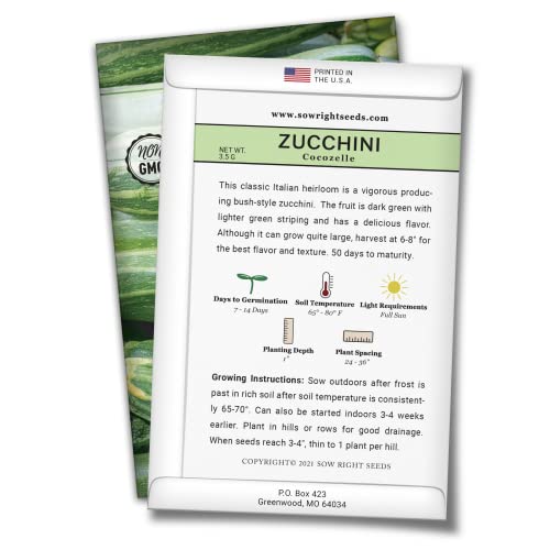 Sow Right Seeds - Cocozelle Zucchini Seeds for Planting - Non-GMO Heirloom Packet with Instructions to Plant and Grow an Outdoor Home Vegetable Garden - Vigorous Productive - Wonderful Gardening Gift