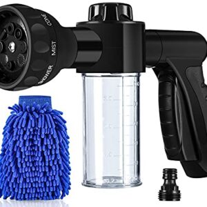 YeYouc Garden Hose Nozzle, High Pressure Hose Sprayer Nozzle 8 Way Spray Pattern Foam Blaster for for Watering Plants, Lawn, Patio, Car Wash, Cleaning, Showering Pet