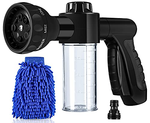 YeYouc Garden Hose Nozzle, High Pressure Hose Sprayer Nozzle 8 Way Spray Pattern Foam Blaster for for Watering Plants, Lawn, Patio, Car Wash, Cleaning, Showering Pet