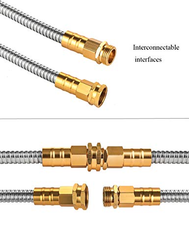 ZThan Eve Steel Garden Hose 304 Stainless Steel Metal Water Hose Very strong and durable Copper-plated aluminum connector Rust Proof, No kinks and bite Easy to Use & Store, With sprinkler (3)