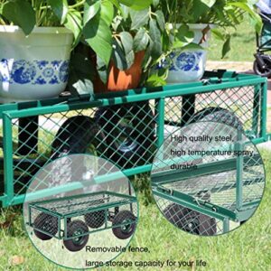 Garden Carts Yard Dump Wagon Cart Lawn Utility Cart Outdoor Steel Heavy Duty Beach Lawn Yard Landscape