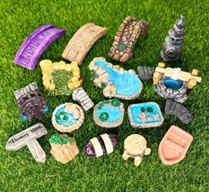 jkanruh 20 pcs mini fairy garden accessories kit, miniature garden figurines,miniature pond lawn garden ornament figurines for fairy garden decoration