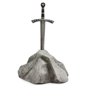 esterno sword in stone garden statue (17x10x11 inches), arthurian legend yard ornament decor, gray