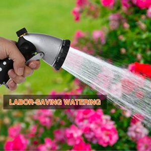 Flemoon Garden Hose Nozzle Heavy Duty, Metal Hose Sprayer with 10 Water Patterns, High Pressure Hand Spray with Flow Control, Best for Watering Outdoor Plant, Washing Car and Showering Pet, Silver