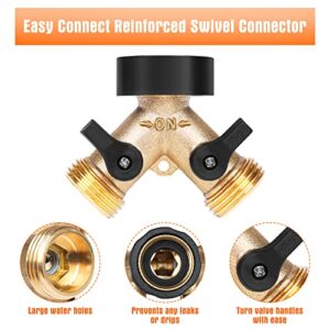 Garden Hose Splitter 2 Way 2 Pack Heavy Duty Brass Connector Tap Splitter (2WAY*2PACK)