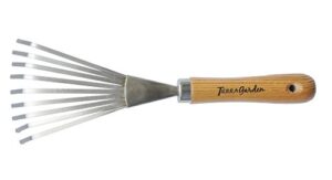 tierra garden 35-1805 stainless steel hand shrub rake with ash wood handle