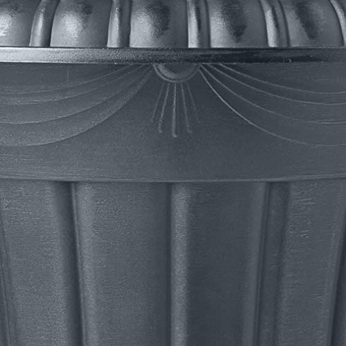 Arcadia Garden Products PL00GY Classic Traditional Plastic Urn Planter Indoor/Outdoor, 16" x 18", Gray