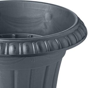 Arcadia Garden Products PL00GY Classic Traditional Plastic Urn Planter Indoor/Outdoor, 16" x 18", Gray