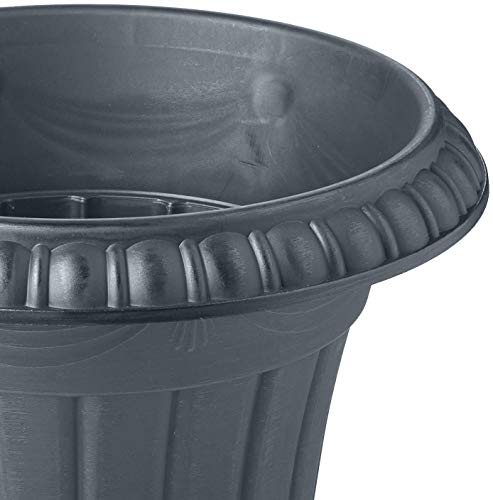 Arcadia Garden Products PL00GY Classic Traditional Plastic Urn Planter Indoor/Outdoor, 16" x 18", Gray