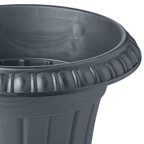 Arcadia Garden Products PL00GY Classic Traditional Plastic Urn Planter Indoor/Outdoor, 16" x 18", Gray