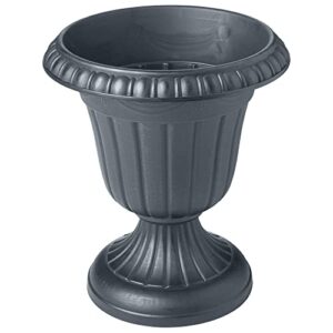 Arcadia Garden Products PL00GY Classic Traditional Plastic Urn Planter Indoor/Outdoor, 16" x 18", Gray