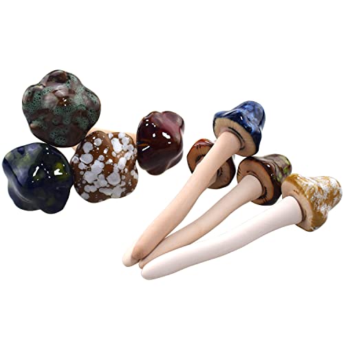 PUOO 8 Pieces Ceramic Mushroom Statue Garden Pot Decoration Mushroom Figurine Indoor and Outdoor Flowerpot Decoration Lawn Tree Ornaments Pottery Accessories