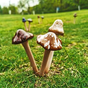 PUOO 8 Pieces Ceramic Mushroom Statue Garden Pot Decoration Mushroom Figurine Indoor and Outdoor Flowerpot Decoration Lawn Tree Ornaments Pottery Accessories