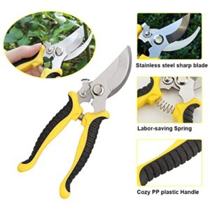 TTNTU 5PCS Garden Tool Set, Ergonomic Handle Tools, Heavy Duty Aviation Aluminum Gardening Kit Gift for Men & Women, Yellow (TT03)