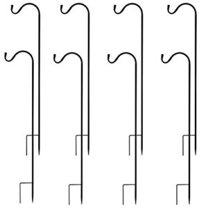 urban deco heavy duty shepherds hook, adjustable shepards hooks for outdoor, premium metal shepherds crook garden stakes 37” inch tall, black plant hooks pole – pack of 8