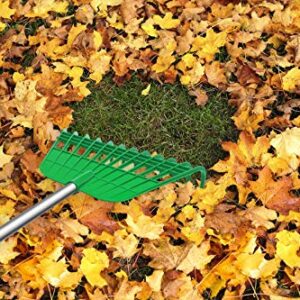 Gardzen 12 Tines Gardening Leaf Rake, Lightweight Steel Handle, Detachable, Ideal Camp Rake, Comes with Dustpan-Type Garden Bag