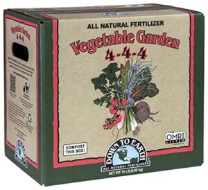 down to earth organic vegetable garden fertilizer 4-4-4, 15 lb