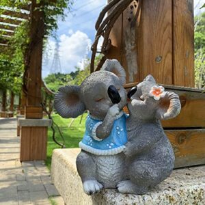 Handsider Garden Statues Koala, Outside Art Decor Koala Bear Figurines for Home Yard Lawn Indoor Outdoor, Animal Sculpture Ornaments