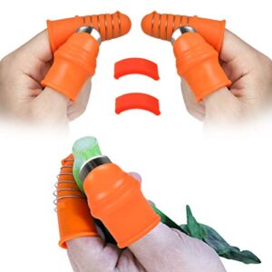 ofnmy 2 pack garden silicone thumb knife separator finger knife harvesting plant knife plant gardening gifts trim garden vegetable gardening tools(large silicone thumb knife)