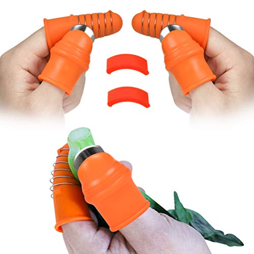 OFNMY 2 Pack Garden Silicone Thumb Knife Separator Finger Knife Harvesting Plant Knife Plant Gardening Gifts Trim Garden Vegetable Gardening Tools(Large Silicone Thumb Knife)