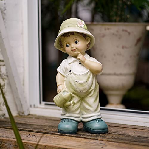 Aloak Watering Boy Statue 12.8 inch, Indoor Outdoor Boy Statue for Home, Garden, Yard, Patio and Wedding Décor