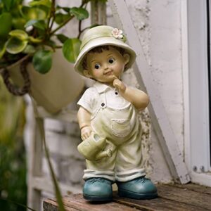 Aloak Watering Boy Statue 12.8 inch, Indoor Outdoor Boy Statue for Home, Garden, Yard, Patio and Wedding Décor