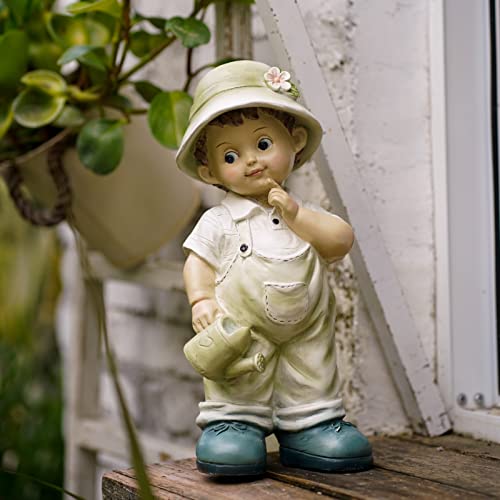 Aloak Watering Boy Statue 12.8 inch, Indoor Outdoor Boy Statue for Home, Garden, Yard, Patio and Wedding Décor