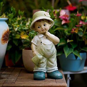 Aloak Watering Boy Statue 12.8 inch, Indoor Outdoor Boy Statue for Home, Garden, Yard, Patio and Wedding Décor