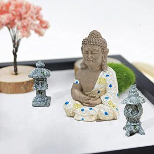 Anner Lily Sitting Buddha Statue Home Decoration, Garden Figurines Bonsai Decorations, Mini Zen Garden Accessories Outdoor Decor