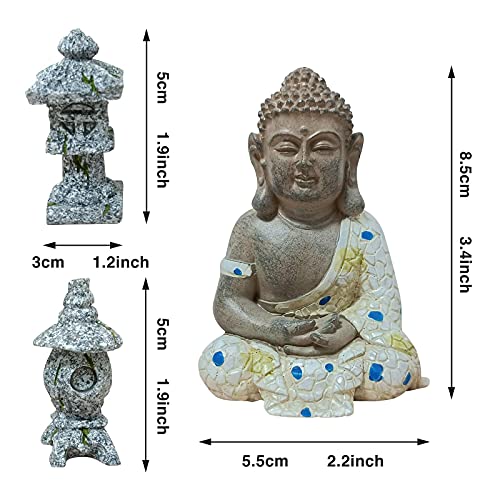 Anner Lily Sitting Buddha Statue Home Decoration, Garden Figurines Bonsai Decorations, Mini Zen Garden Accessories Outdoor Decor