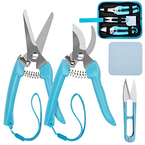 Pruning shears,3Pcs Garden Scissors,Stainless Steel Sharp Blade Gardening Trimming Floral Shears Scissors Pruners for Cutting Flowers,Trimming Plants,Bonsai,Picking Fruits with Storage Bag,Wipe Cloth