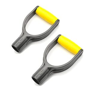 mromax 2pcs shovel d grip handle, 1-1/4″ inner diameter 32mm pvc spade snow shovel replacement handle garden accessories for digging raking tool yellow-black