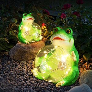 garden decor adorable frog garden sculptures & statues perfect yard art gift solar garden statues create a vibrant landscape for garden, courtyard, lawn, walkway (1 pcs)