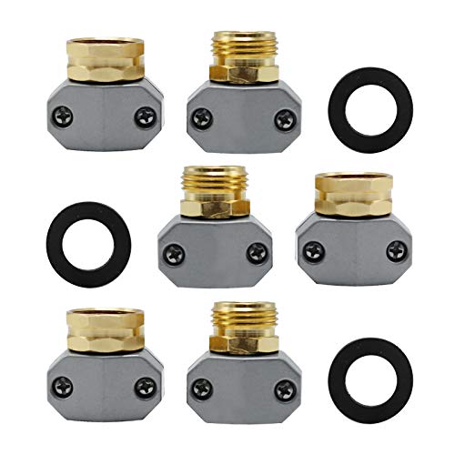 Zreneyfex Garden Hose Repair Fitting, Aluminum Water Hose Ends Male and Female Hose Connector with Zinc Clamp Fits All 5/8" and 3/4" Garden Hose