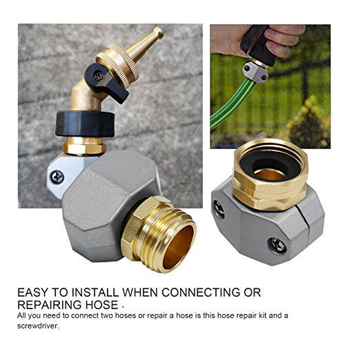 Zreneyfex Garden Hose Repair Fitting, Aluminum Water Hose Ends Male and Female Hose Connector with Zinc Clamp Fits All 5/8" and 3/4" Garden Hose