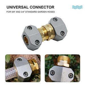 Zreneyfex Garden Hose Repair Fitting, Aluminum Water Hose Ends Male and Female Hose Connector with Zinc Clamp Fits All 5/8" and 3/4" Garden Hose