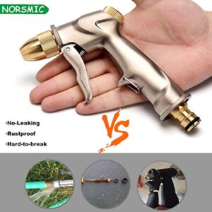 Garden Hose Sprayer, NORSMIC Garden Hose Nozzle Heavy Duty,Various Adjustable Flow Patterns, Water Hose Nozzle for Plant and Lawn Watering/Pet Bathing/Car Washing,High Pressure,Pure Metal