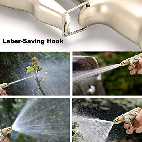 Garden Hose Sprayer, NORSMIC Garden Hose Nozzle Heavy Duty,Various Adjustable Flow Patterns, Water Hose Nozzle for Plant and Lawn Watering/Pet Bathing/Car Washing,High Pressure,Pure Metal