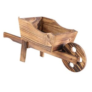 yardwe garden plant planter wooden wagon planter wheelbarrow decoration for indoor outdoor – 45x19x20cm