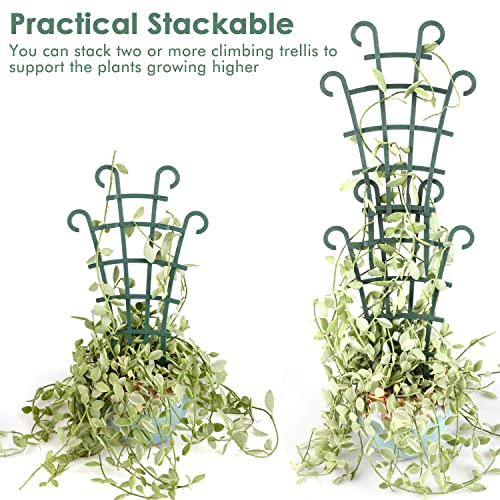 SunKrop 5 Pack Small Trellis for Potted Plants Indoor Outdoor, Tiny Stackable Plastic Climbing Stakes, Mini DIY Garden Support Trellis for Houseplants Hoya Pothos Vines Vegetables Flowers Stand Frame