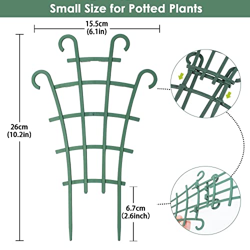 SunKrop 5 Pack Small Trellis for Potted Plants Indoor Outdoor, Tiny Stackable Plastic Climbing Stakes, Mini DIY Garden Support Trellis for Houseplants Hoya Pothos Vines Vegetables Flowers Stand Frame