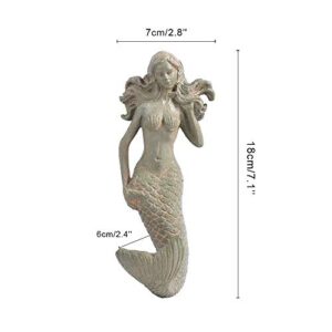 Sungmor Retro Style 7.28 Inch Heavy-duty Wall-Mounted Mermaid Hook Garden Statue Decoration | Premium Resin Indoor Outdoor Sculpture Wall Decor | Gift Idea for Families & Friends