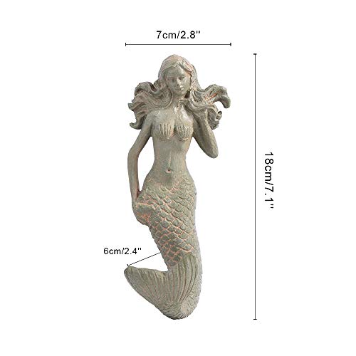 Sungmor Retro Style 7.28 Inch Heavy-duty Wall-Mounted Mermaid Hook Garden Statue Decoration | Premium Resin Indoor Outdoor Sculpture Wall Decor | Gift Idea for Families & Friends