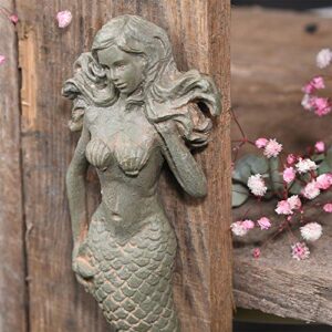 Sungmor Retro Style 7.28 Inch Heavy-duty Wall-Mounted Mermaid Hook Garden Statue Decoration | Premium Resin Indoor Outdoor Sculpture Wall Decor | Gift Idea for Families & Friends