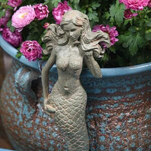 Sungmor Retro Style 7.28 Inch Heavy-duty Wall-Mounted Mermaid Hook Garden Statue Decoration | Premium Resin Indoor Outdoor Sculpture Wall Decor | Gift Idea for Families & Friends